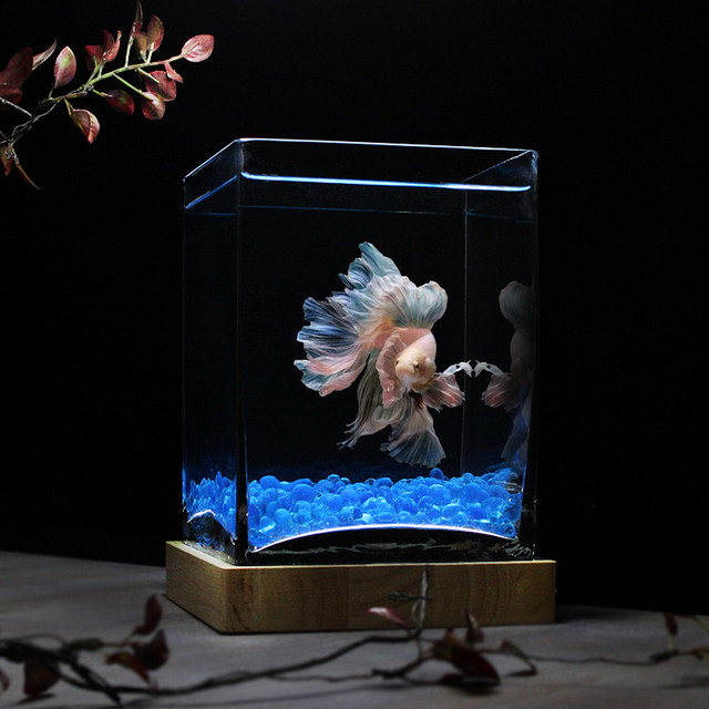 Desktop square glass fish tank integrated cylinder connecting thickened high -quality high ...