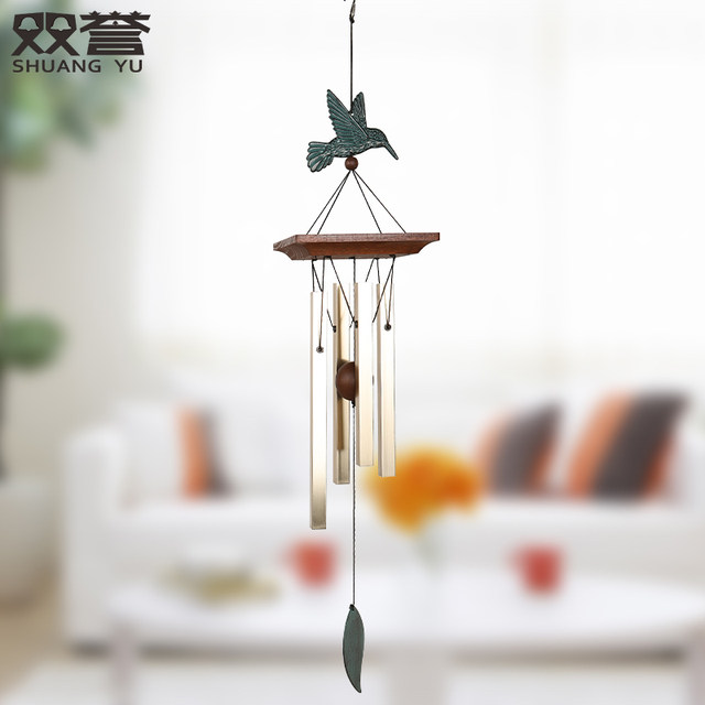 Shuangyu Qingyu retro wind chime home decoration metal pendant square ...