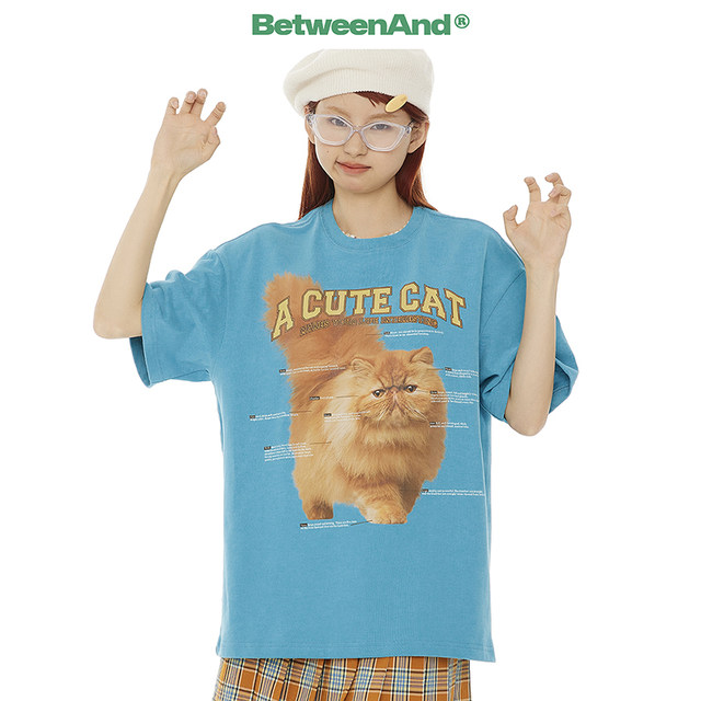 BETWEENAND Summer Lake Blue Garfield Continuing Creative Short Sleeve ...