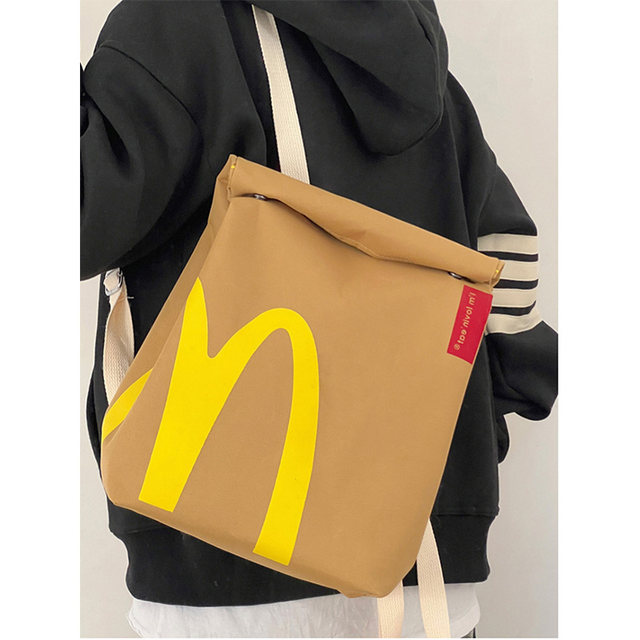 Net Red Burger Paper Bag 2024 New Large Capital Campus Canvas Backpack ...