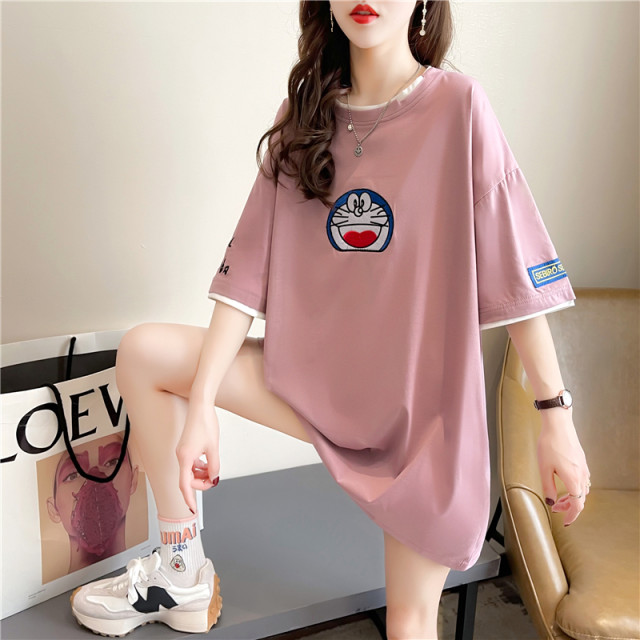 2025 new embroidered jingle cat short-sleeved T-shirt for women Korean ...