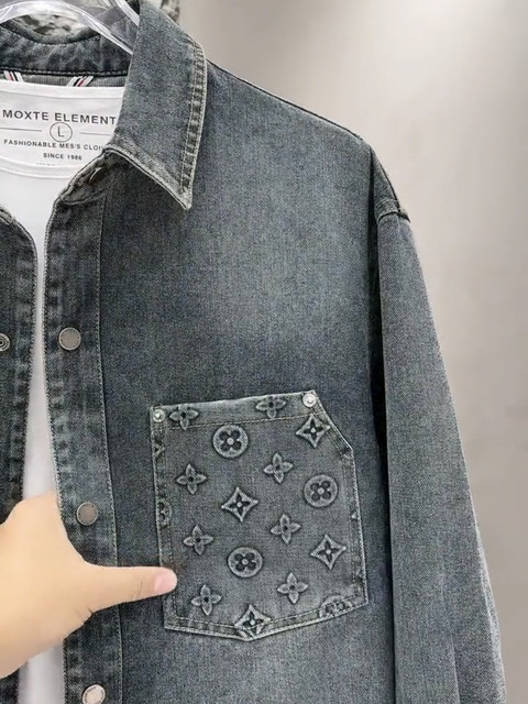 2024 autumn and winter new water washing denim jackets Men's old flower ...