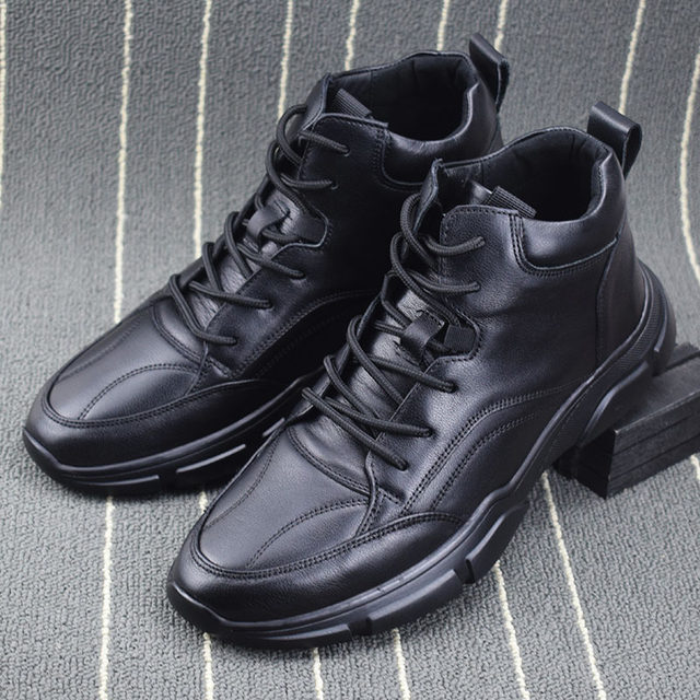 Foreign trade men's high-top shoes genuine leather autumn and winter ...