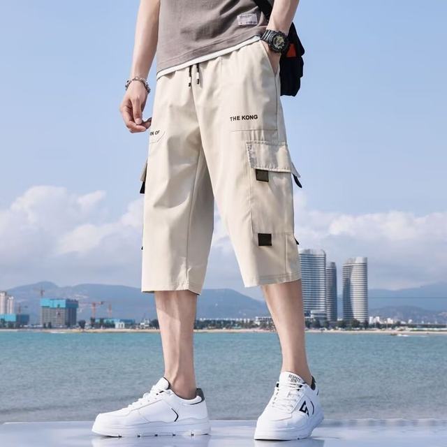 Working Cropped Pants Men's Summer Thin Slim Trendy Brand 7-Cube Pants ...