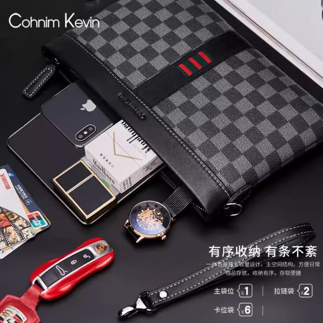 Cohnim kevin men's clutch genuine leather large capacity business ...