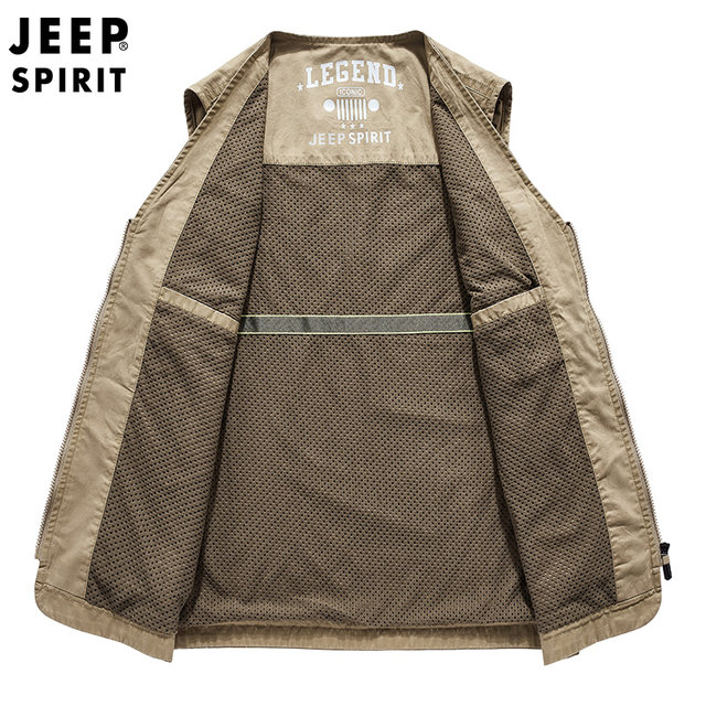 Jeep spirit vest V -neck spring and autumn multiplayerless coatless ...