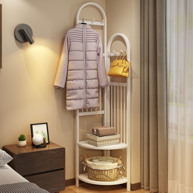 Corner coat rack home bedroom floor-standing solid wood coat rack ...
