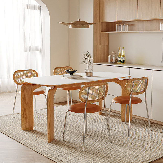 Da Sima log creamy style elephant leg dining table household small ...