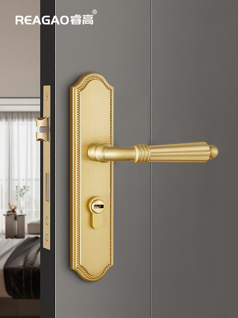 Ruigao pure copper door lock indoor French light luxury golden door ...