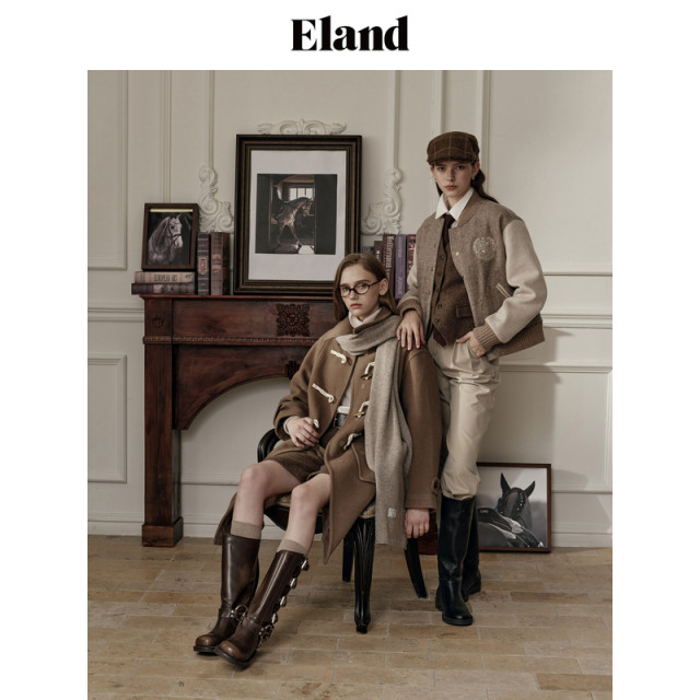 Eland clothes woolen coat women's college suit collar coat winter style