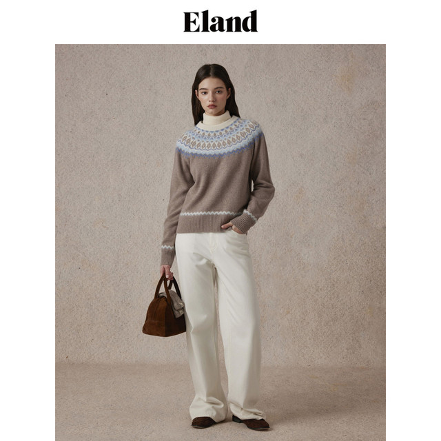Eland Clothes Sweater Women's Fair Island Jacquard Warm Sweater Winter ...
