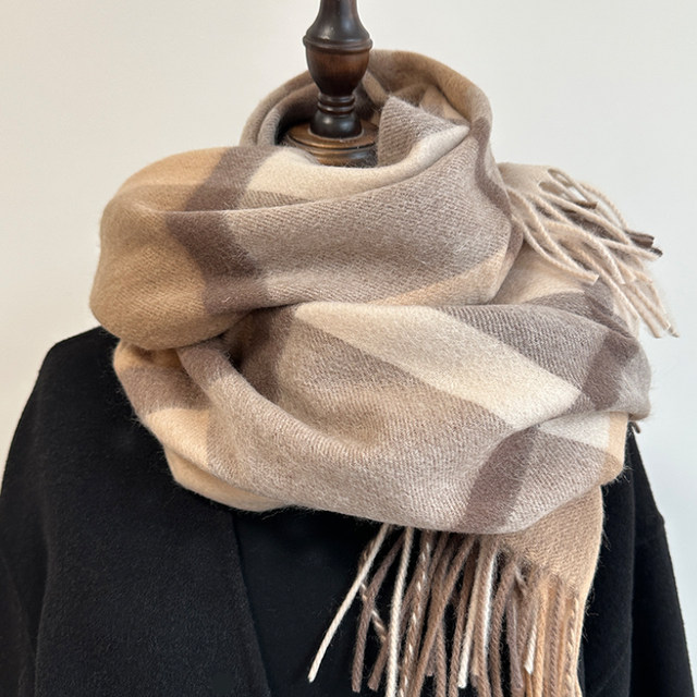 Large version~British plaid 100% pure wool thickened couple scarf ...