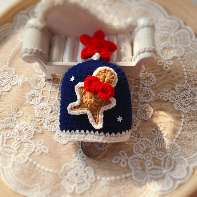 Handmade hook needle knitted Christmas tree key bag woolen wool diy ...