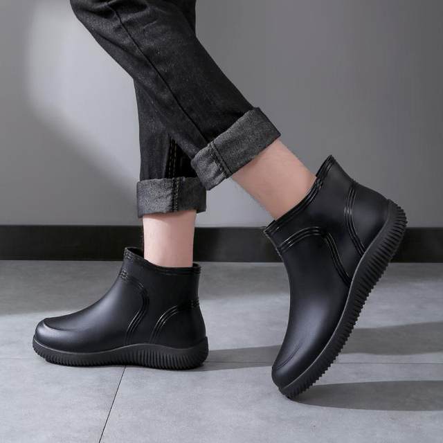 High-end soft-soled low-cut velvet men's rain boots for chef work ...