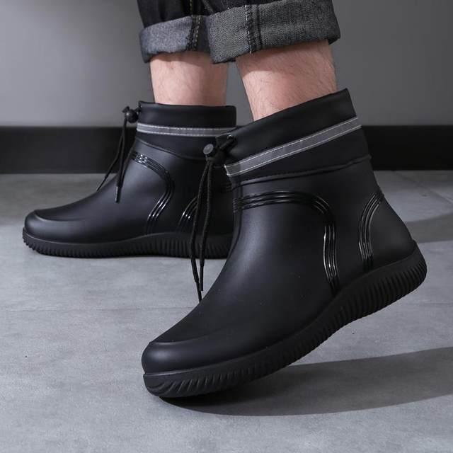 High-end soft-soled low-cut velvet men's rain boots for chef work ...