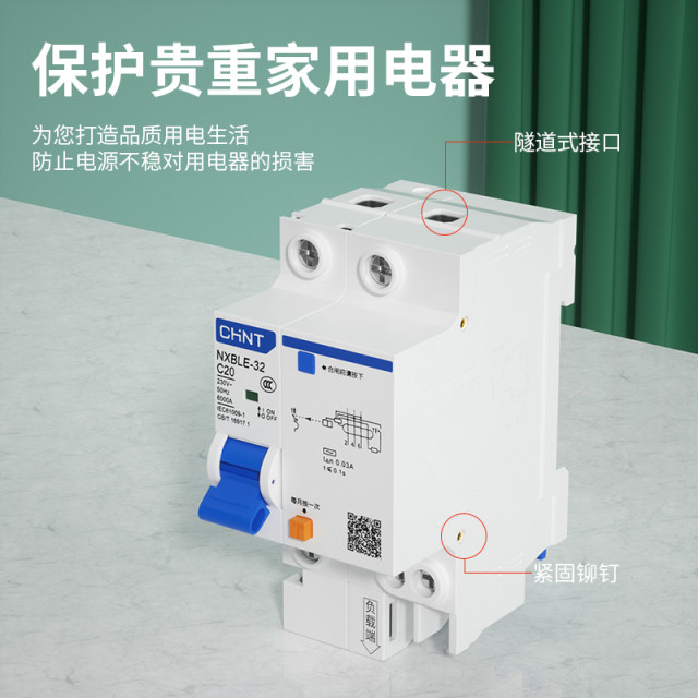 Chint leakage switch NXBLE-32 63 1P2P3P+N4P circuit breaker with leakage household 16A DZ47LE