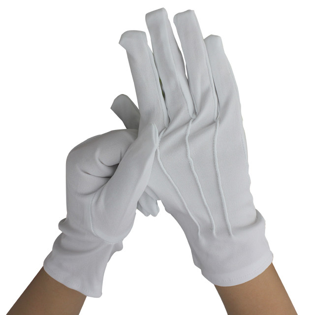 Etiquette white three-ribbed men's and women's white gloves, thin and ...