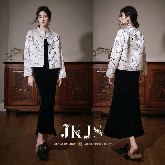 JKJS jacquard Chinese style short jacket 2025 new autumn and winter new ...