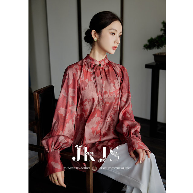 JKJS new Chinese style red printed shirt for women in 2025 new light ...