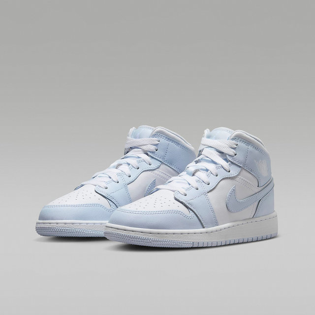 NIKE Nike women's shoes Jordan 1 Mid AJ1 white and blue children's high ...