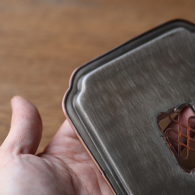 Antique tin tea tray small rectangular tin kettle contracted copper ...