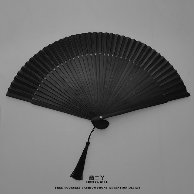 Cool Erya Japanese black-bone Chinese-style all-bamboo folding fan ...