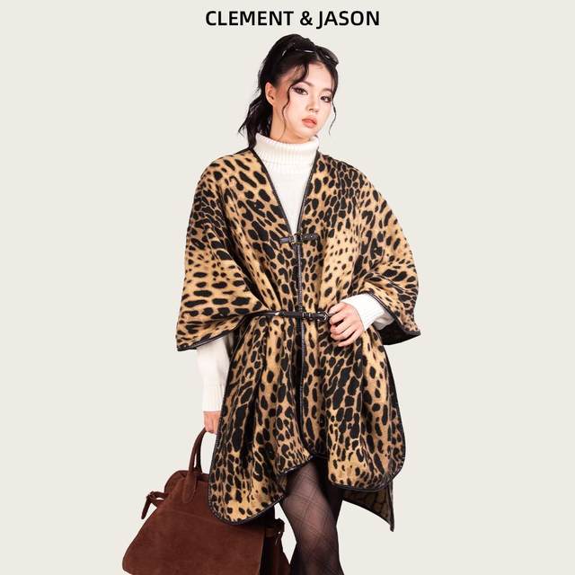 Original leopard coat coat shawl in European and American high -level ...