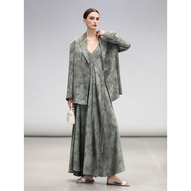 COCOBELLA [Only this green] New Chinese style bamboo leaf jacquard suit ...