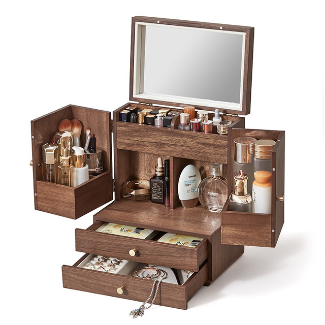 The original wooden cosmetics storage box moderate style light luxury ...