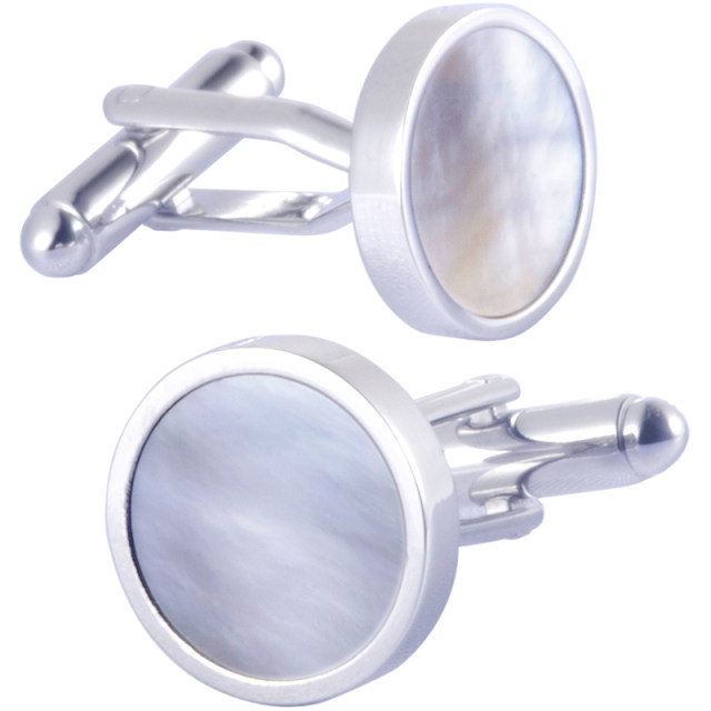 Simple circular light white shell cufflinks men's and women's universal ...