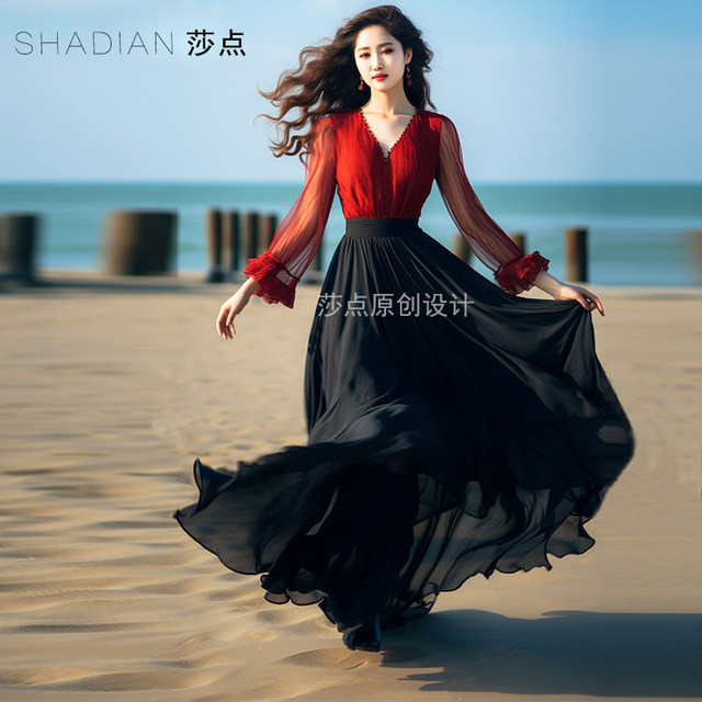 This year's popular dresses chiffon long skirt over the knee of the ...