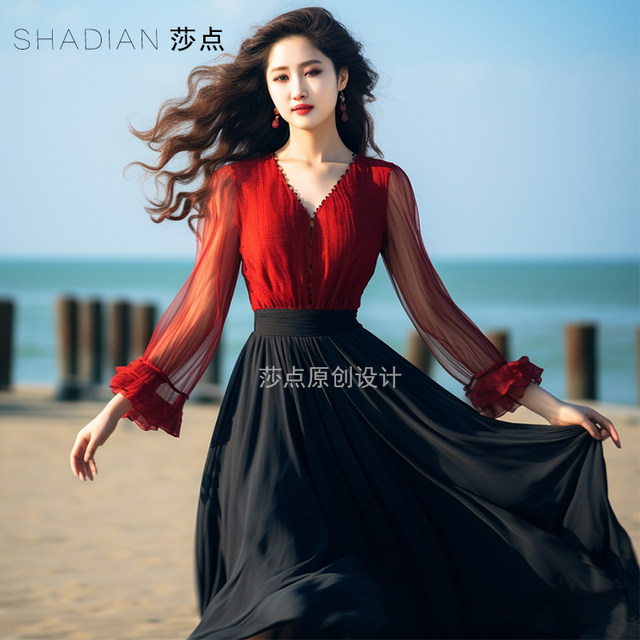 This year's popular dresses chiffon long skirt over the knee of the ...