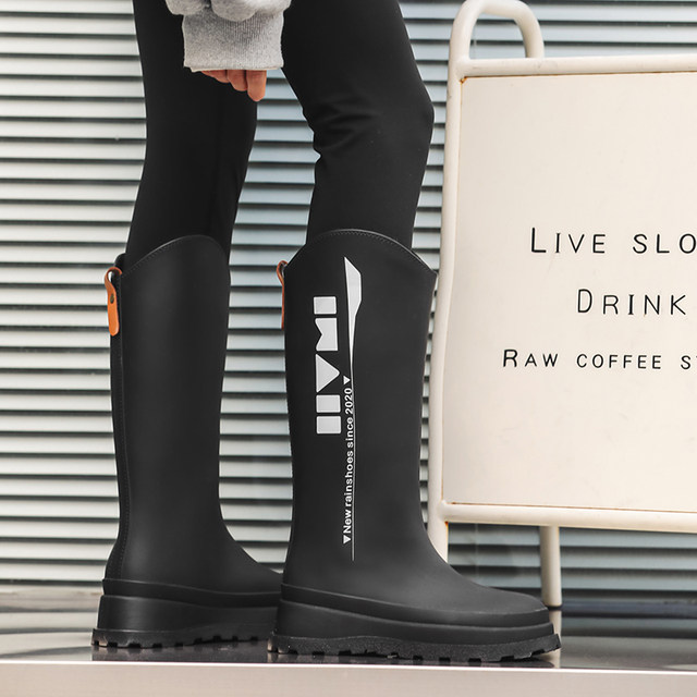 Temperament and versatile women's long rain boots, universal waterproof ...