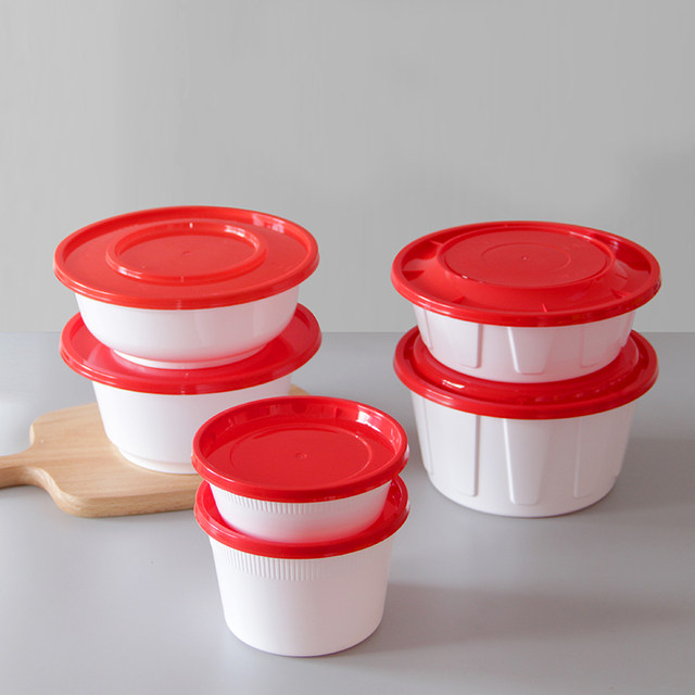 Round disposable lunch box milk white plastic bowl takeaway pack box ...