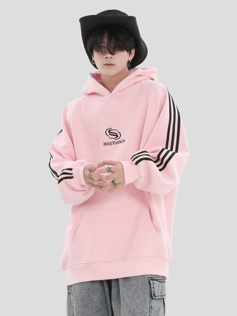 INSstudios Chinese fashion brand couple American style small LOGO three stripes striped ...