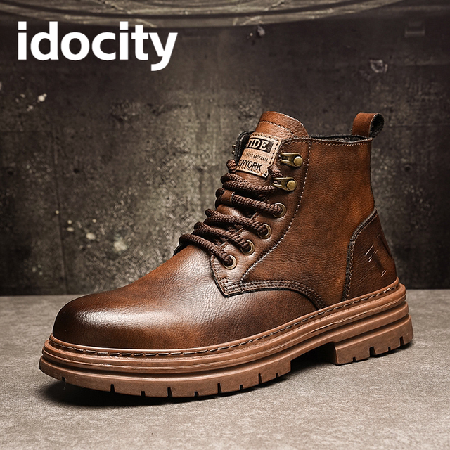 Idocity high -gang Martin boots men's casual retro leather shoes ...