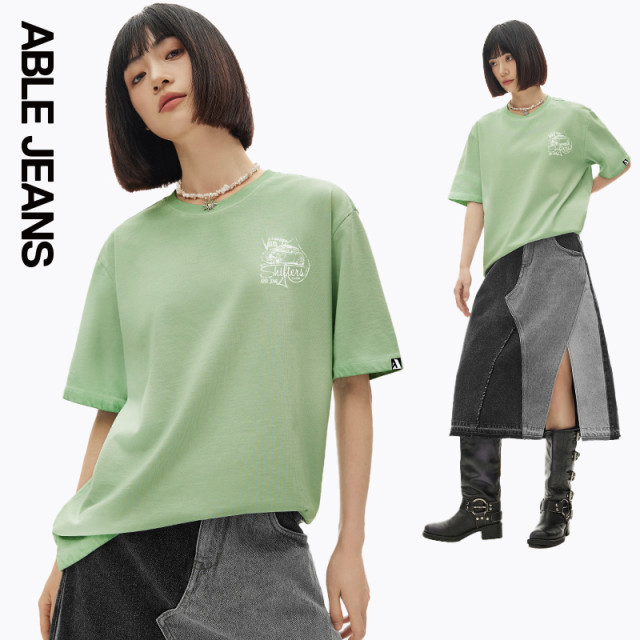 ABLE JEANS New Women's Color Printed T-Shirt 981342
