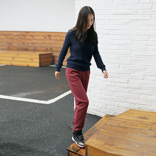 Huanbai autumn and winter double-layer sweatpants women's velvet ...