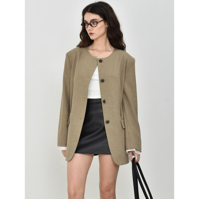 JWSZ high-end collarless cuff burr suit casual jacket