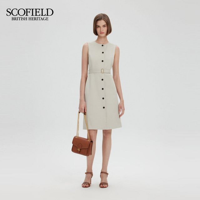 Scofield women's old Qian style round neck sleeveless dress waist ...