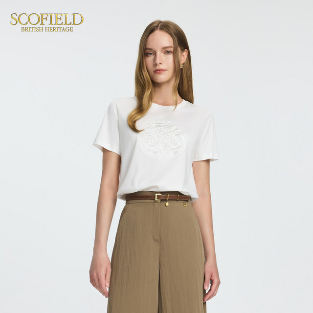 Scofield women's clothing design embroidered short-sleeved T-shirt ...