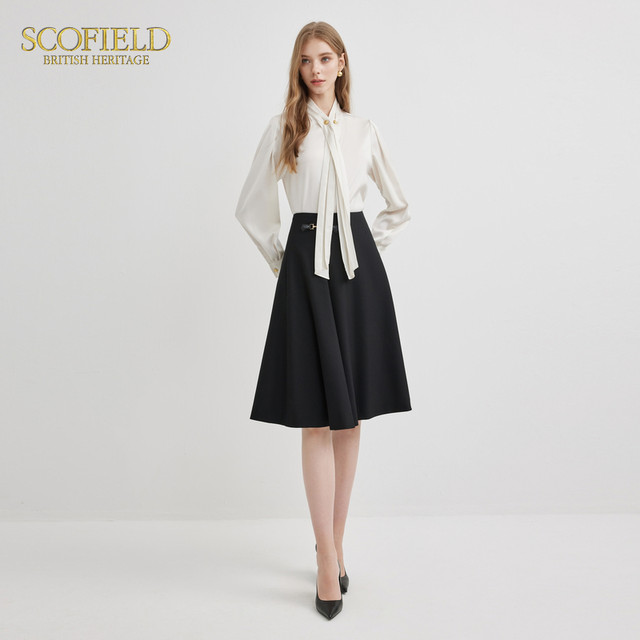 Scofield women's simple elegant temperament asymmetric A -line skirt