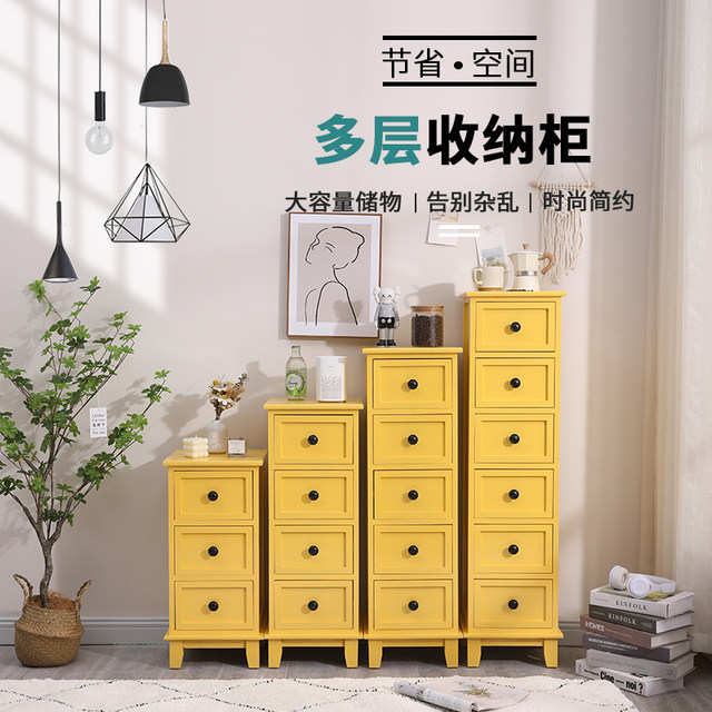 Solid wood narrow cabinet bedroom corner cabinet simple European ...
