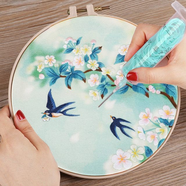 Embroidery DIY handmade self -embroidered material Bag embroidery group ...