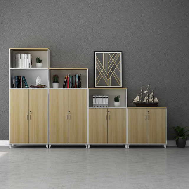 File cabinet wooden lockable office storage cabinet bookcase high and ...