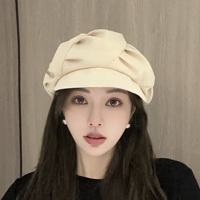 Pleated Cloud Hat Women's Spring and Autumn Face Revealing Small ...