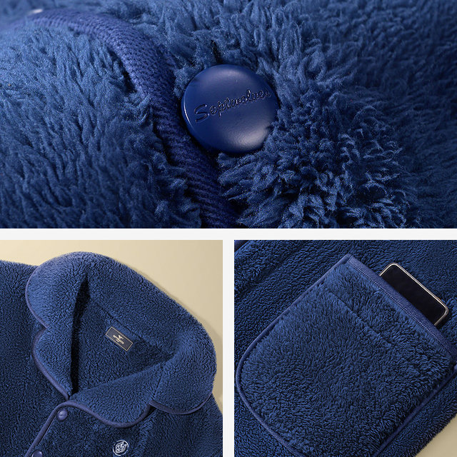 Septwolves coral velvet pajamas for men autumn and winter new thickened ...