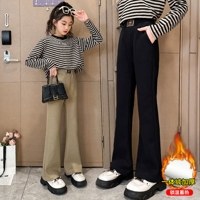 Girls integrated with velvet flared pants autumn and winter style ...