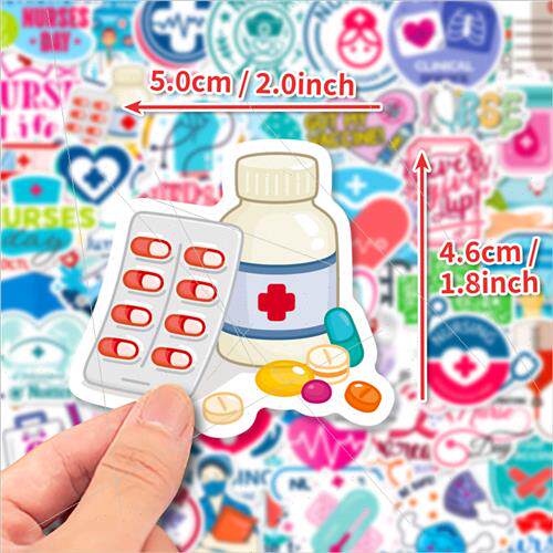 50 stickers injection nurse medical children literacy cognit