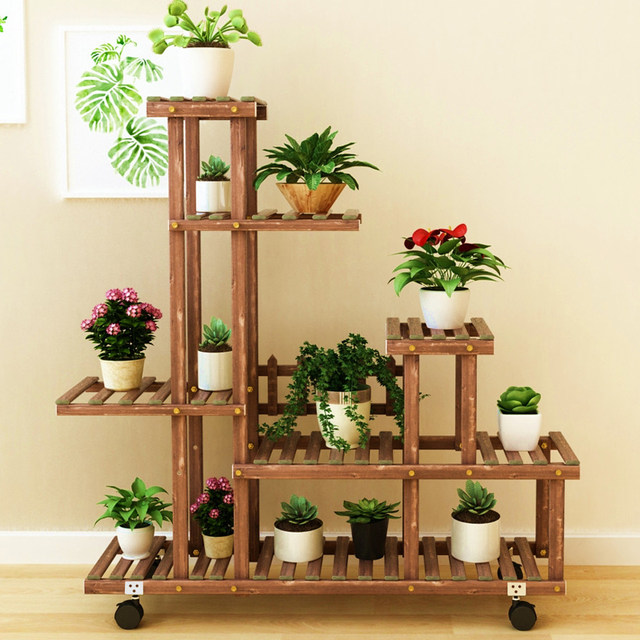Flower rack room Multi -layer space -saving anti -corrosion solid wood ...